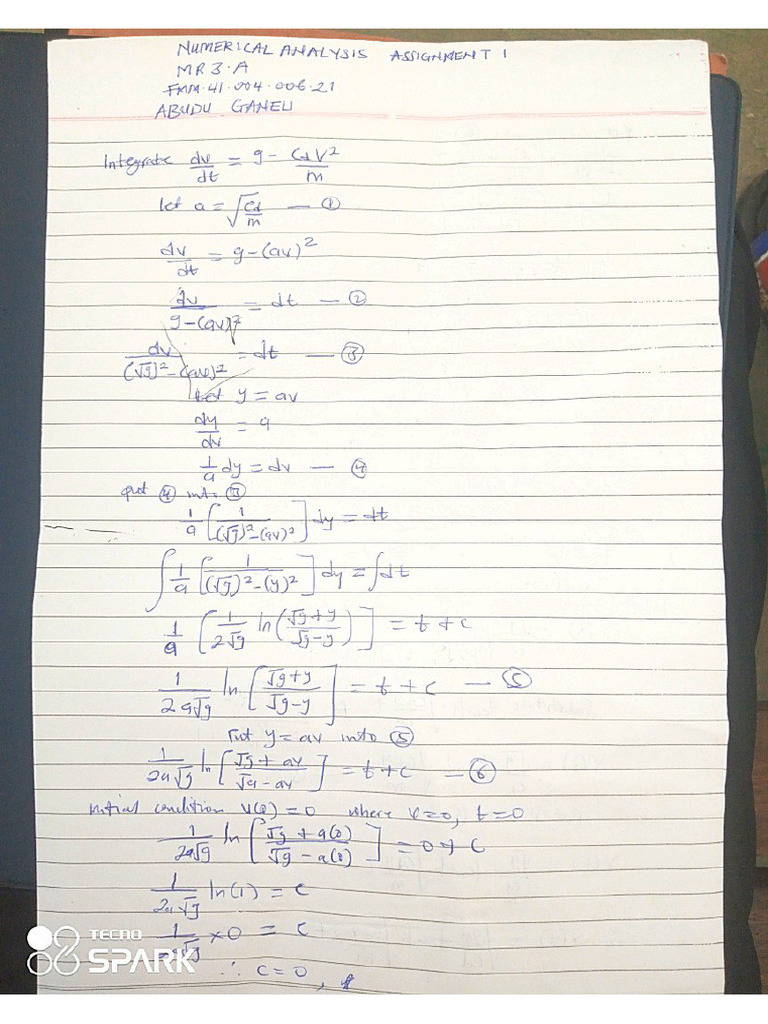 Abudu Ganeu, Numerical Analysis Assignment 1 | PDF