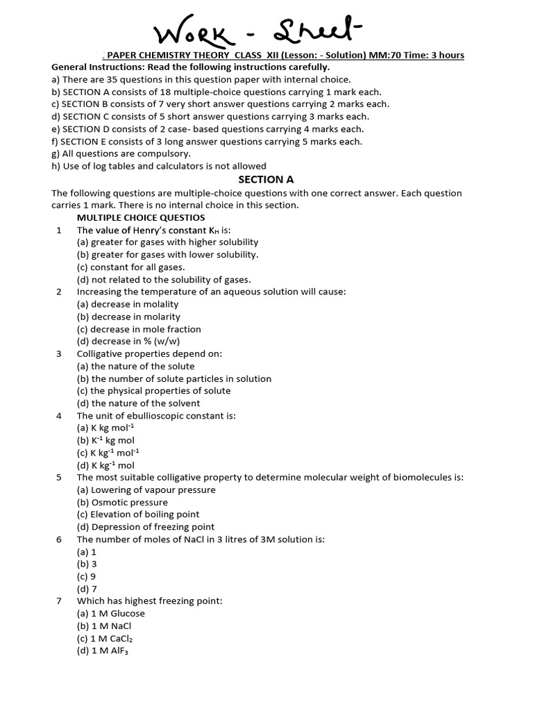 Work Sheet Chap Solutions | PDF | Physical Quantities | Applied And Interdisciplinary Physics