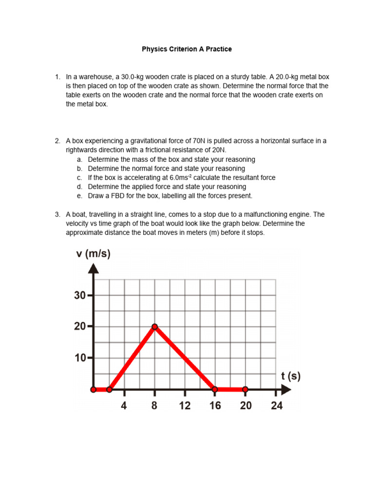 Physics Criterion A Practice | PDF | Force | Acceleration