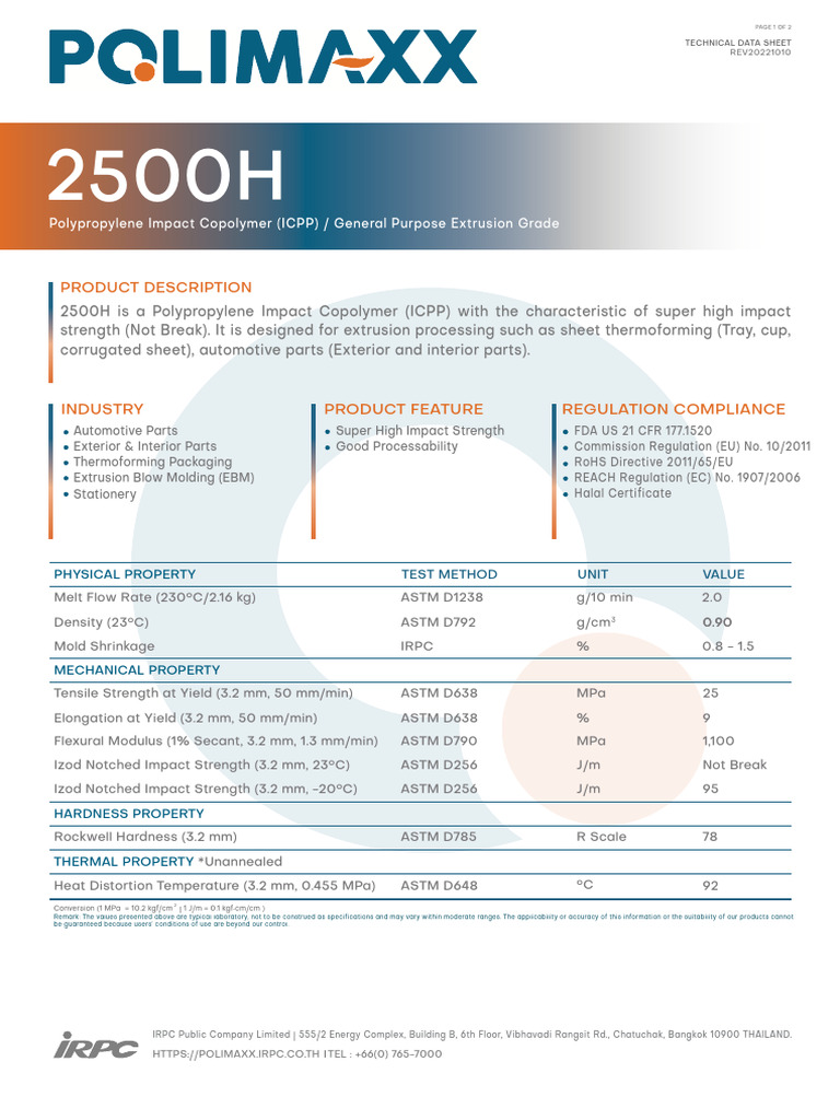 Product Description: Polypropylene Impact Copolymer (ICPP) / General ...