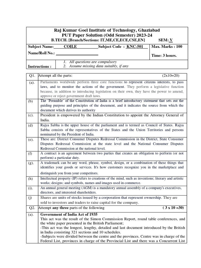 PUT Question Paper Solution (KNC-501) | PDF | Stocks | Joint Stock Company