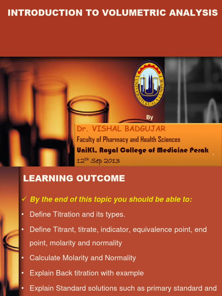 Introduction To Volumetric Analysis | PDF | Titration | Chemistry