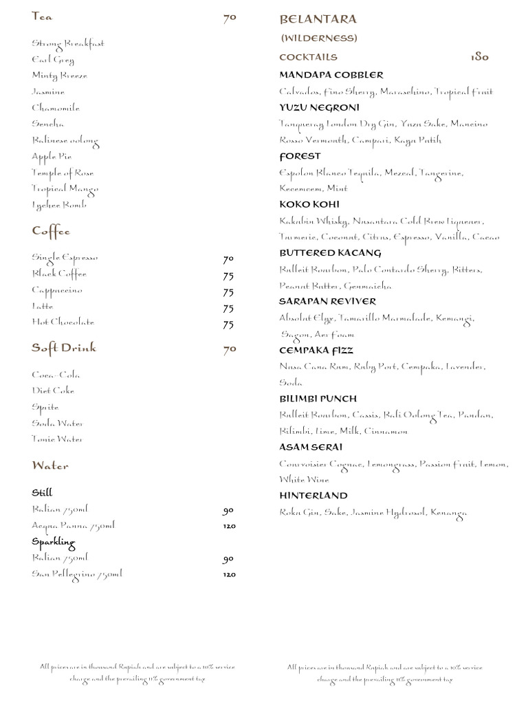 Ambar Beverage Menu | PDF | Martini (Cocktail) | Drink
