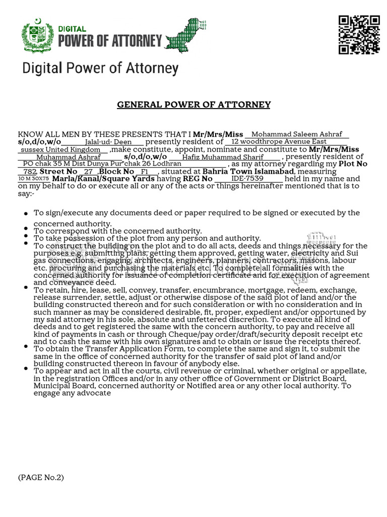 Digital Online Power of Attorney by NADRA Online Portal For Overseas ...