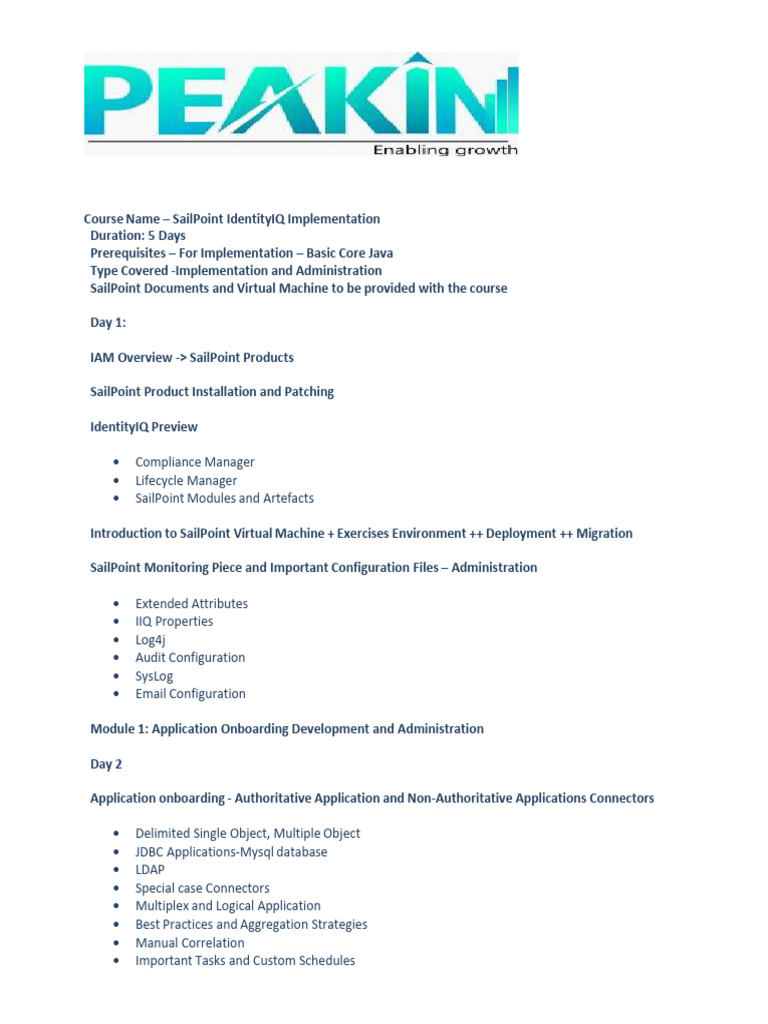 SailPoint - 5 Days Course Outline PDF | PDF | Computing | Systems ...