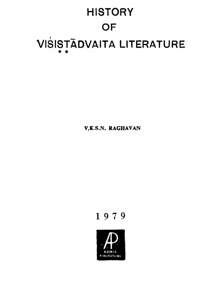 History of VisistAdvaita Literature VKSN Raghavan 1979 OCR | PDF ...