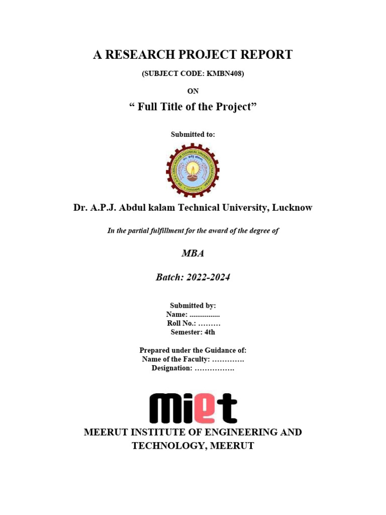 Research Project Report Guidelines | PDF | Books | Publishing