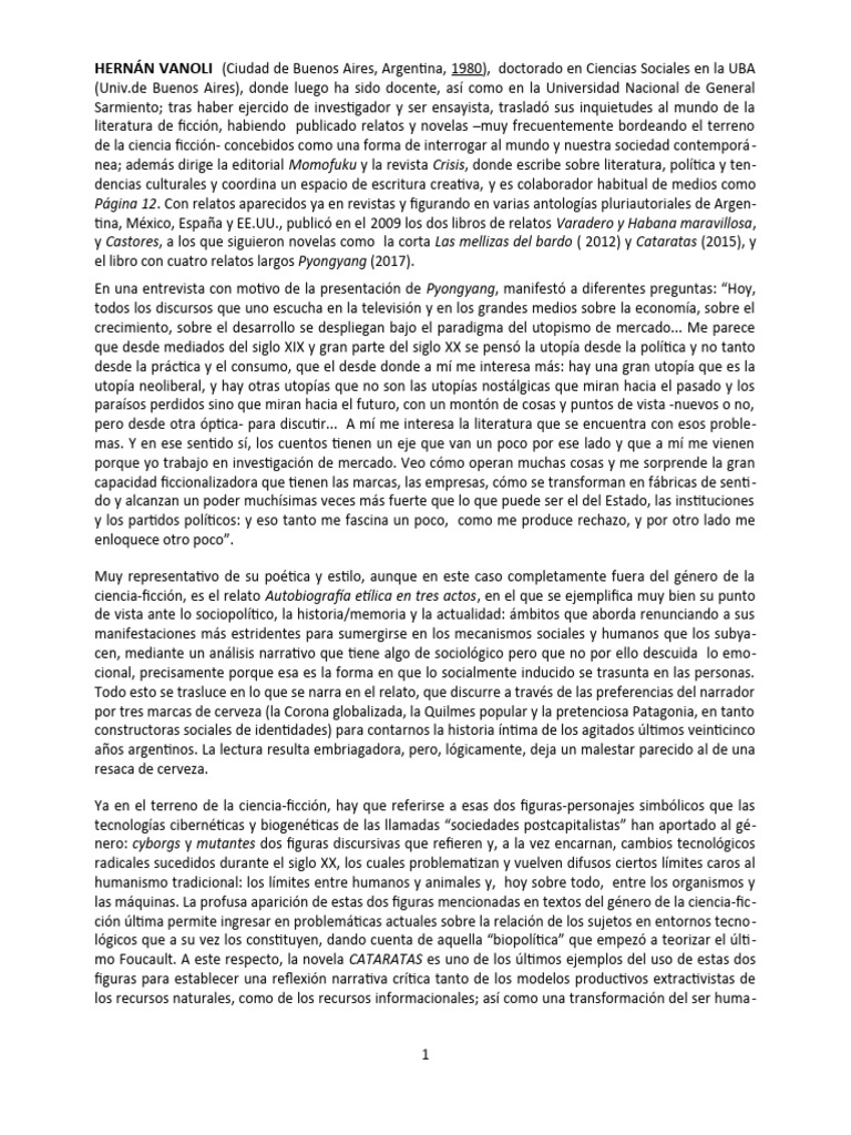 VANOLI, Hernán | PDF | Narrativa | utopía