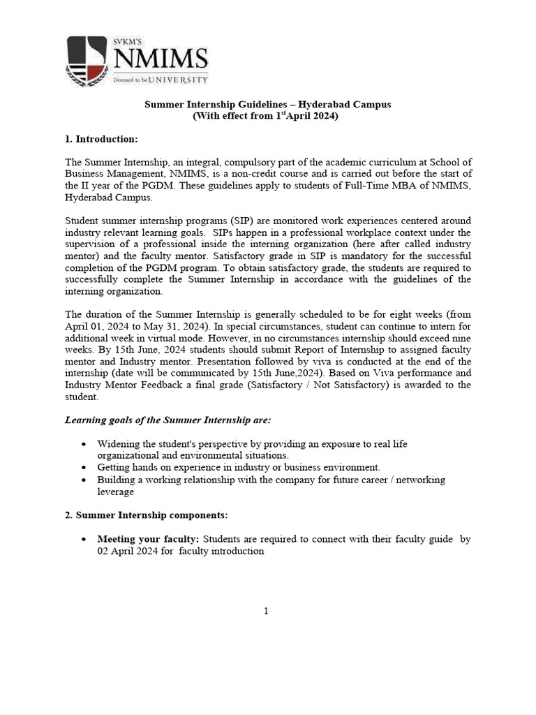 Internship Guidelines | PDF | Internship | Job Hunting