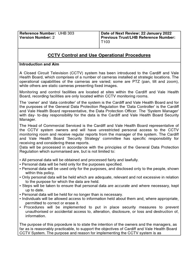 CCTV Procedure | Download Free PDF | Closed Circuit Television ...