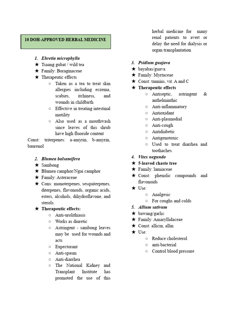 10 Halamang Gamot | PDF | Wellness | Science & Mathematics
