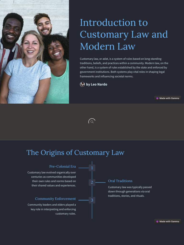 Introduction To Customary Law and Modern Law | Download Free PDF ...