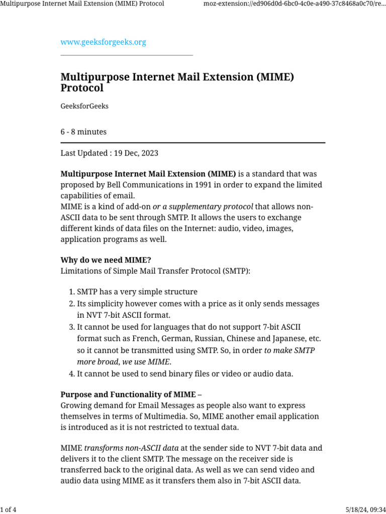 MIME | PDF | Internet Protocols | Network Protocols
