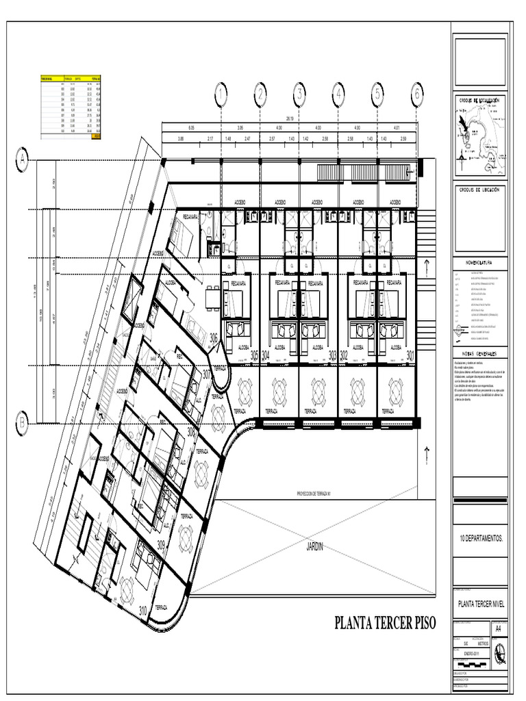 Plano de Tercer Piso: Terraza y Recámaras | PDF