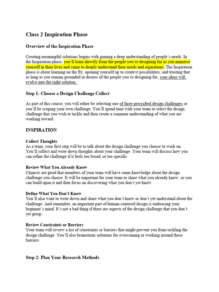 Understanding the Inspiration Phase | PDF | Expert | Experience