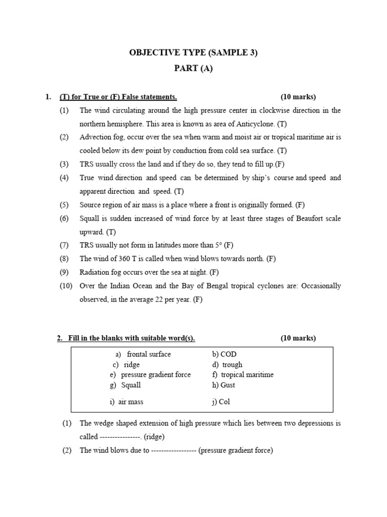 Objective Type 3 KEY | Download Free PDF | Wound | Tropical Cyclone Seasons