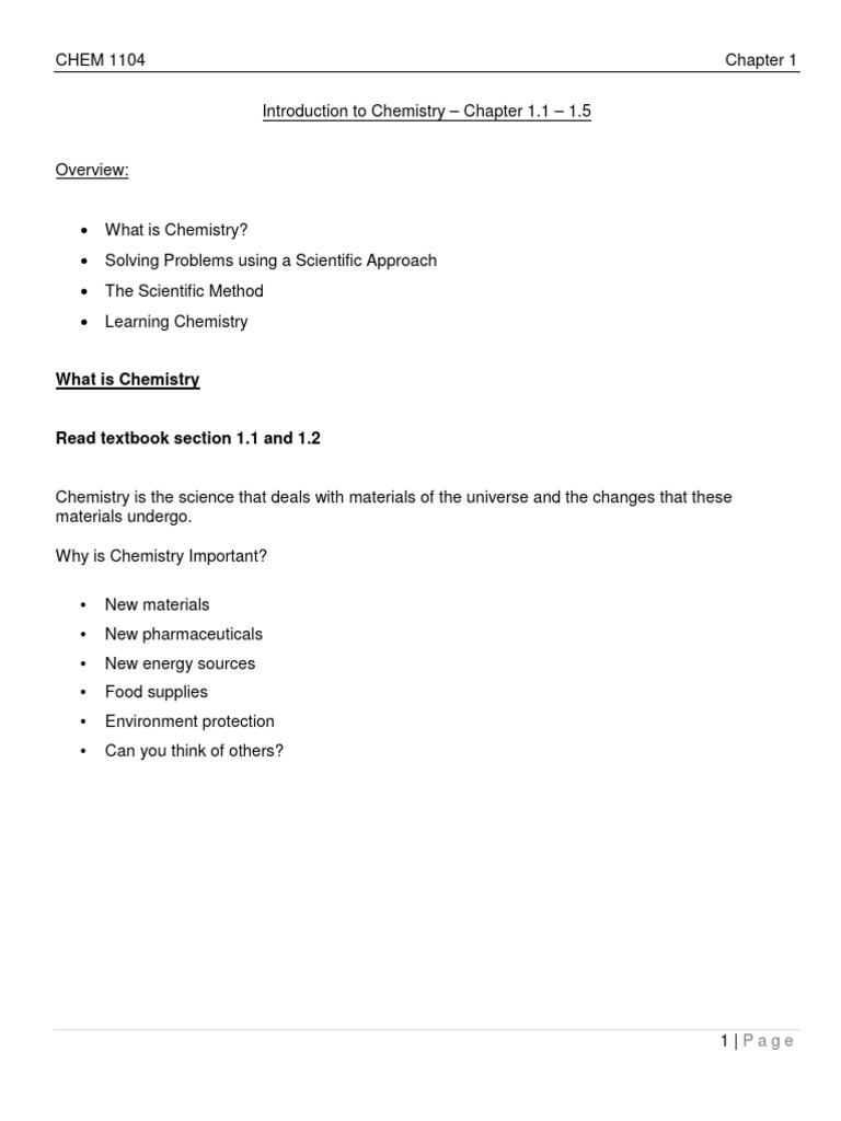 Chapter 1 Introduction To Chemistry-In-Person-2 | PDF | Scientific Method | Hypothesis