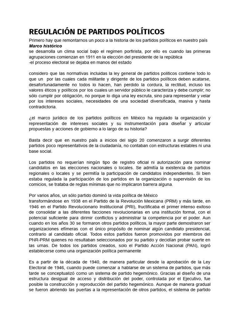Regulación de Partidos Políticos | PDF | Democracia | Ideologías políticas