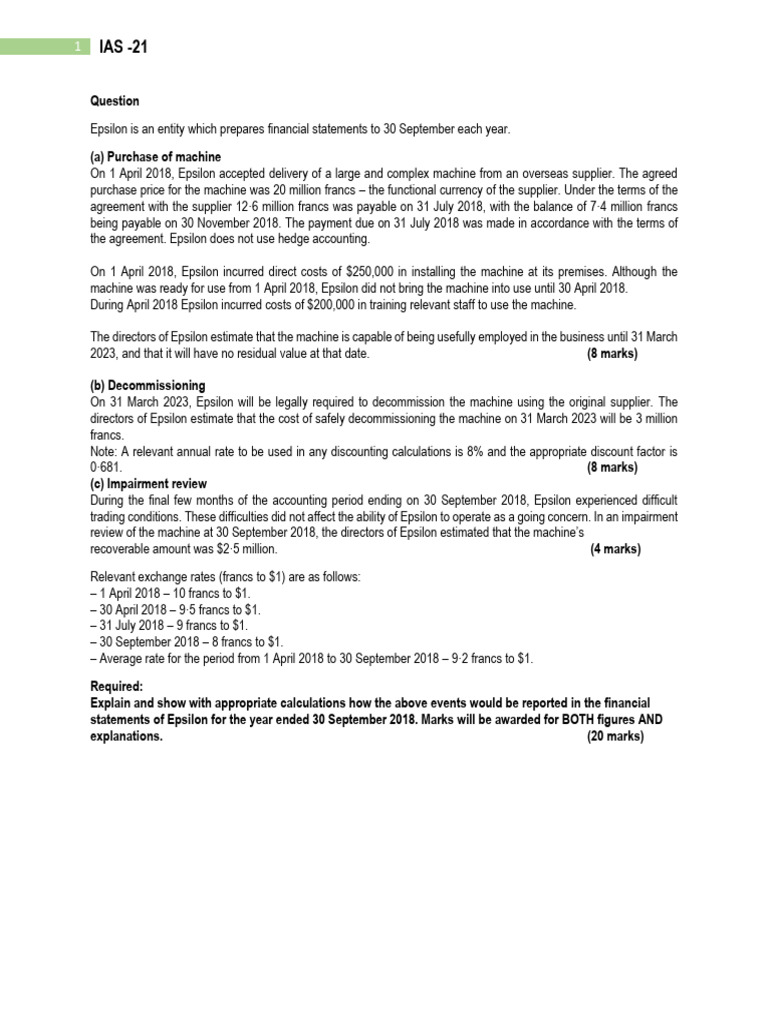 Ias - 21 | PDF | Discounting | Going Concern