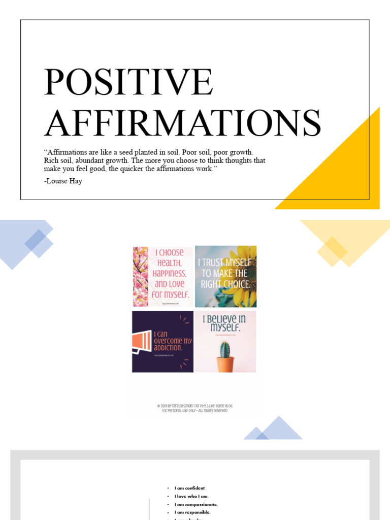 Positie Affirmations | PDF | Self-Improvement | Wellness