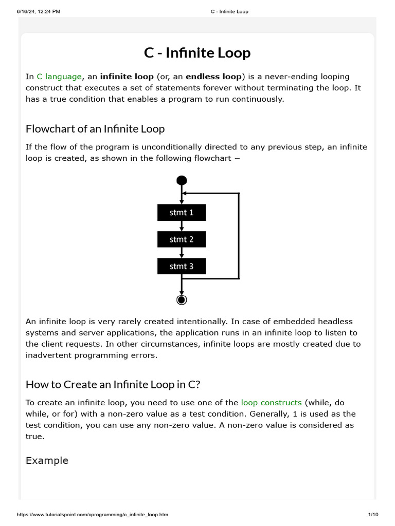 C Infinite Loop Pdf Control Flow Computer Engineering