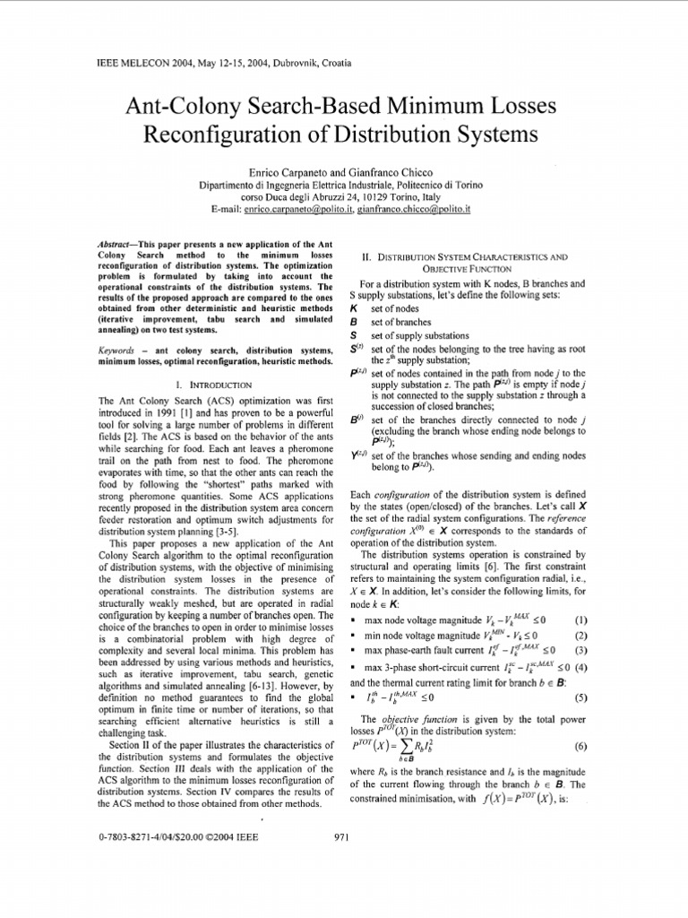 Carpaneto and Chicco Ant-Colony Search | PDF | Mathematical Optimization | Algorithms And Data ...