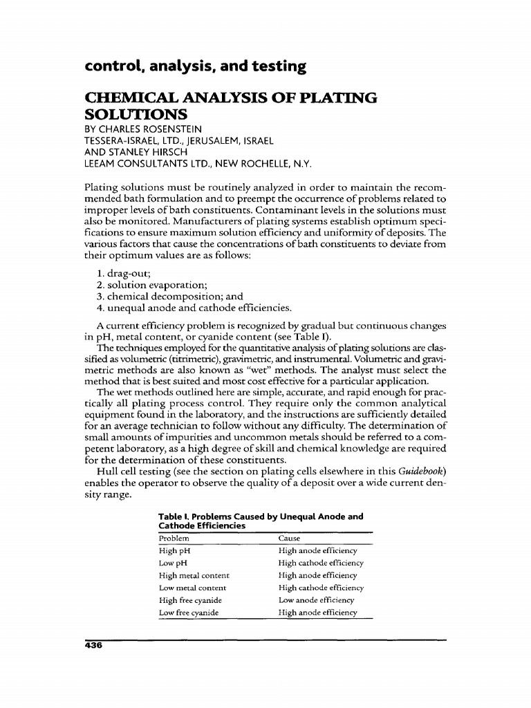 Chemical Analysis of Plating Solutions | PDF | Mass Spectrometry ...