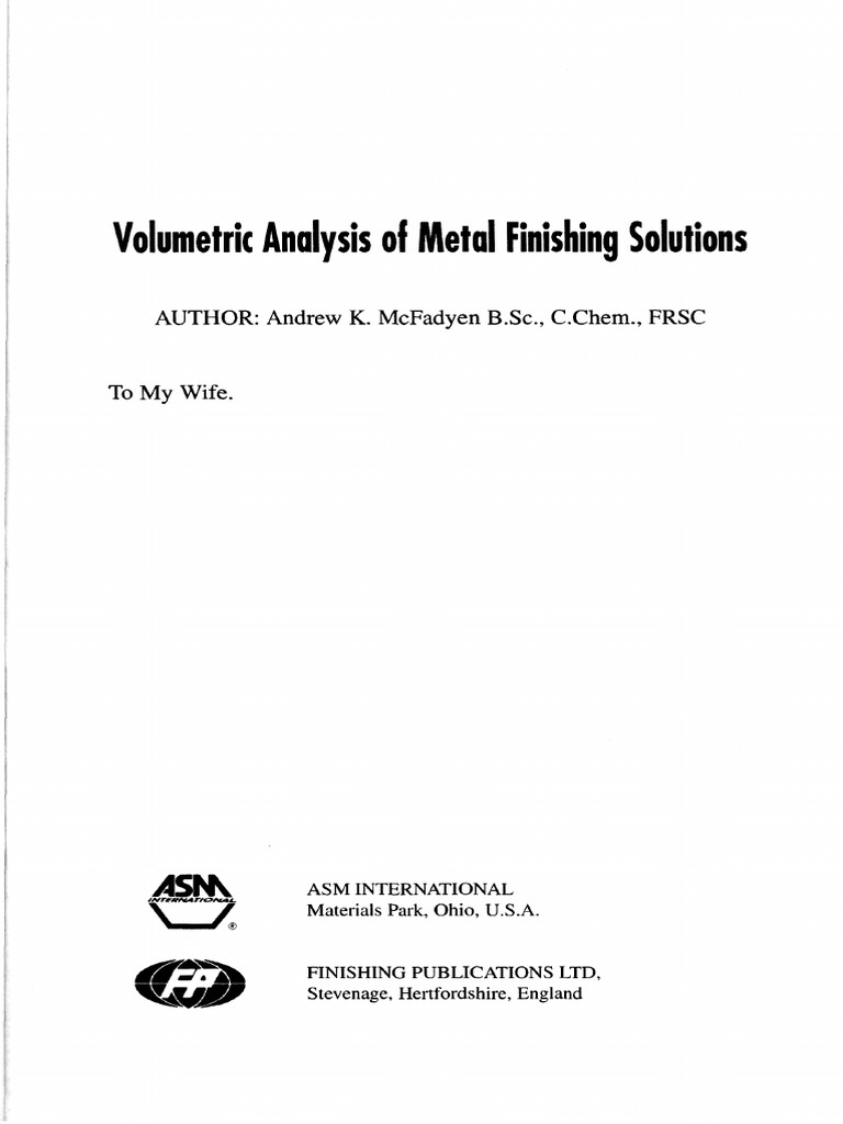 Volumetric Analysis of Metal Finishing Solutions | PDF | Chromium | Acid