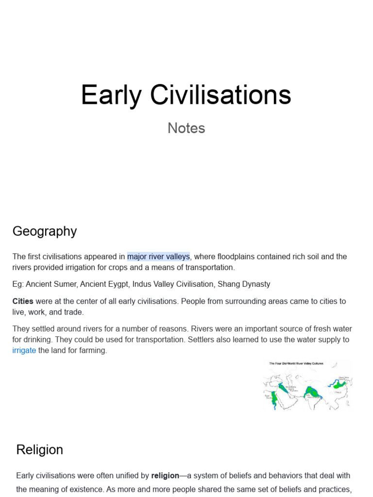 Overview of Early Civilisations | PDF | Civilization | Trade