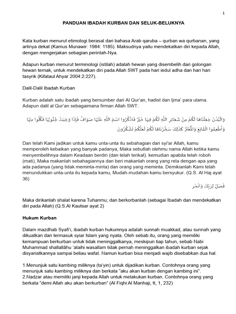 PANDUAN IBADAH KURBAN DAN SELUK Nu | PDF | Agama & Spiritualitas