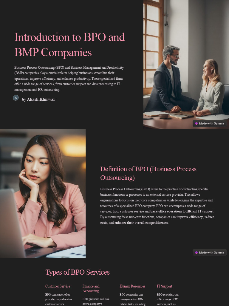 Introduction to BPO and BMP Companies | PDF | Outsourcing | Business ...
