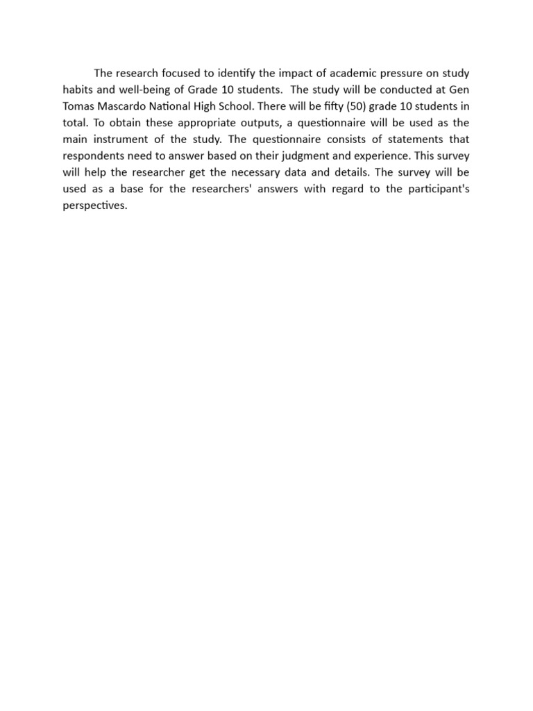 The Research Focused To Identify The Impact of Academic Pressure On ...
