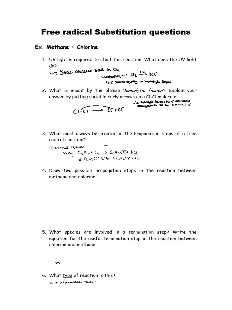 Chemistry Free Radical Reactions | PDF | Teaching Methods & Materials ...