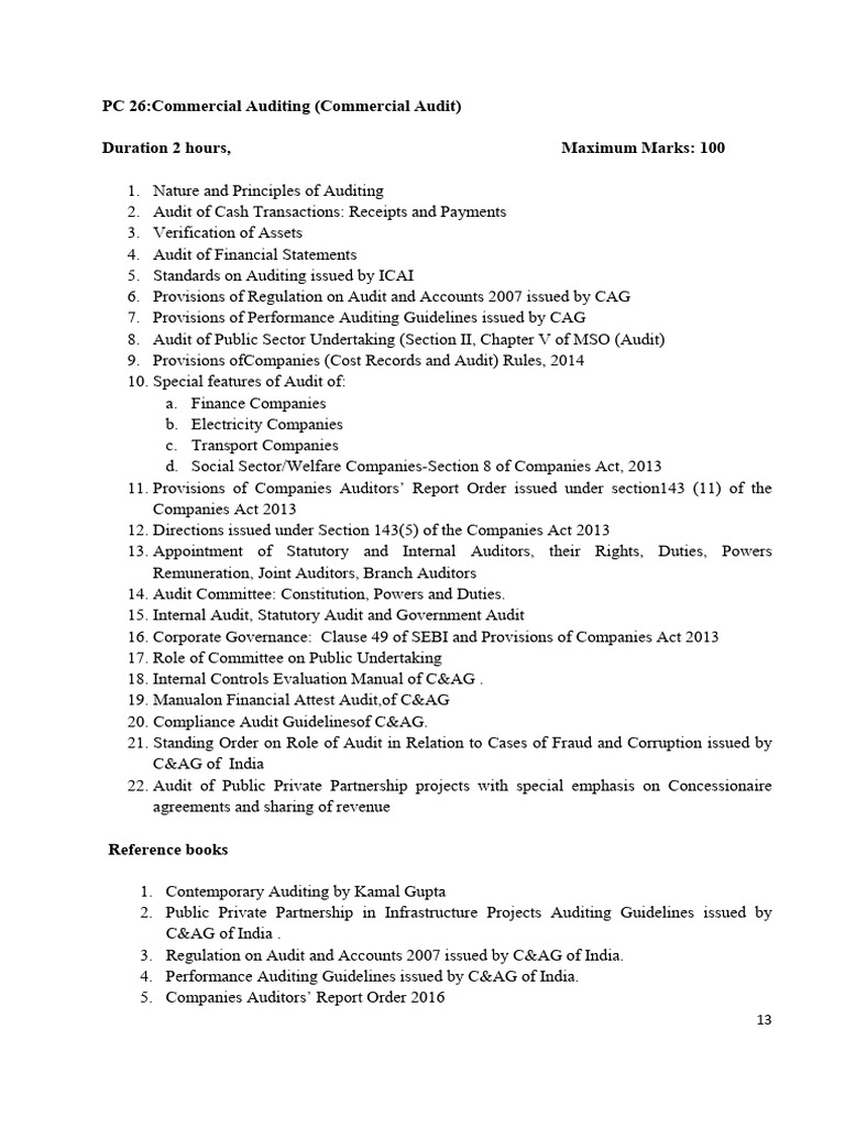 PC 26 Syllabus | PDF | Audit | Internal Control