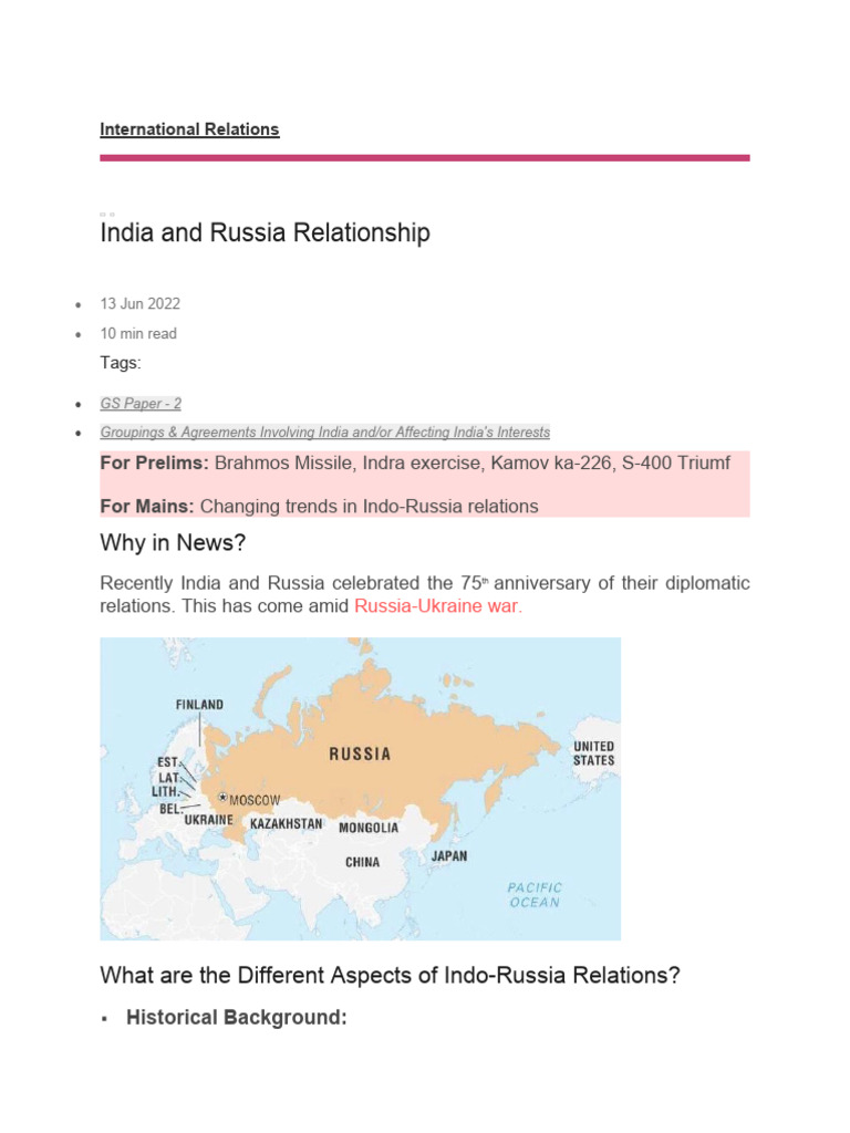 russia india relation | PDF