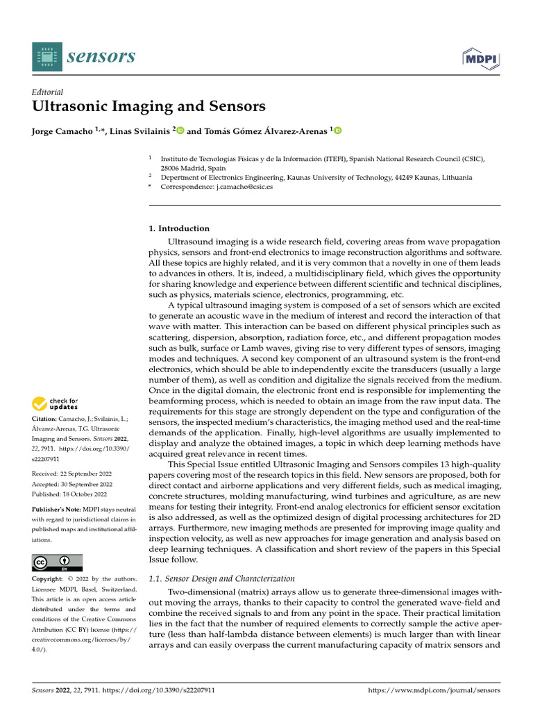 Ultrasonic Imaging and Sensor Advances | PDF | Medical Ultrasound ...