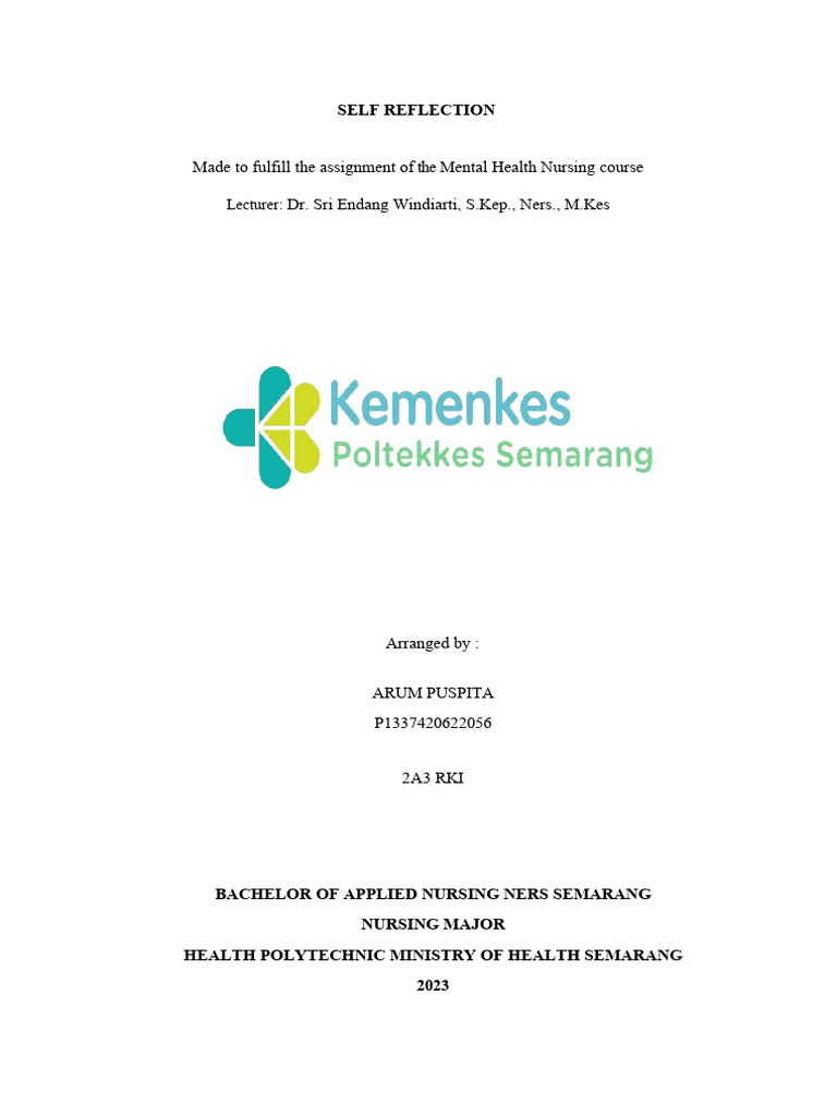 Self Reflection Template | PDF | Mental Health | Nursing