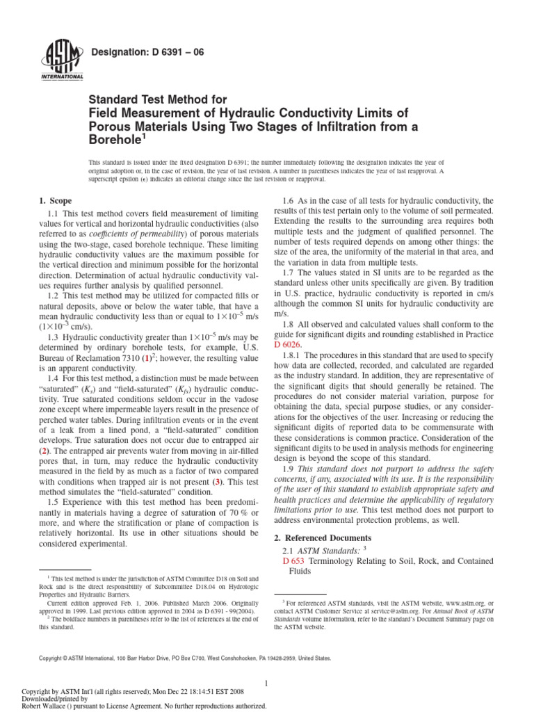 Falling Head test | PDF | Casing (Borehole) | Permeability (Earth Sciences)