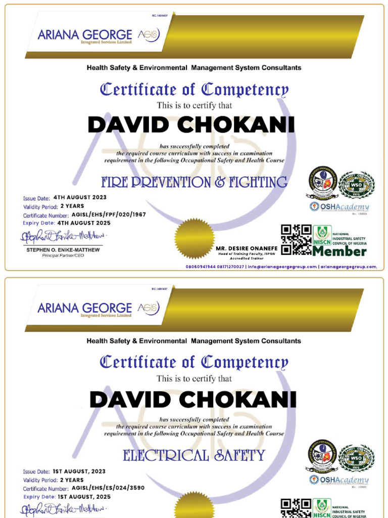Certificate of Competency Details | PDF