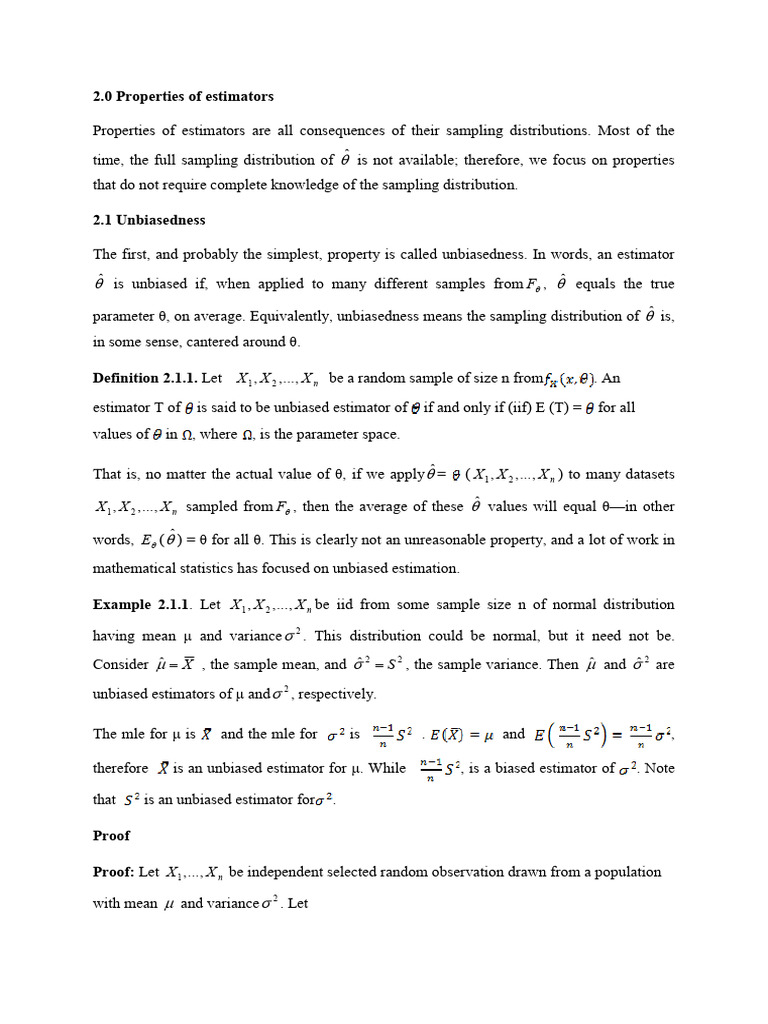 Unit 2 Pdf Estimator Bias Of An Estimator