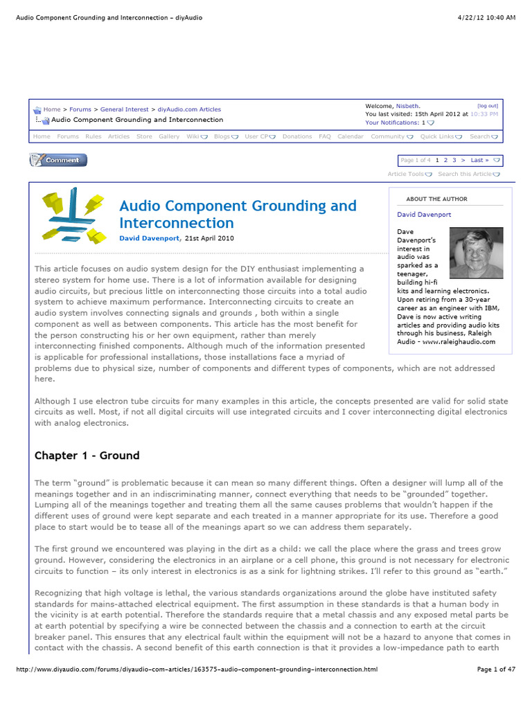Audio Component Grounding and Interconnection - DiyAudio | PDF | Power Supply | Electronic Circuits