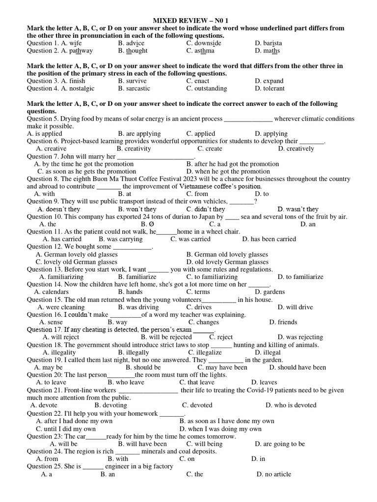 MIXED REVIEW HK2 - N0 1 - k12 74c70 | PDF