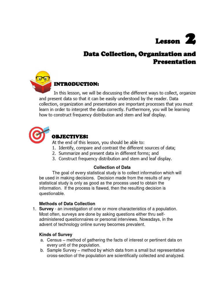 Lesson 2 Data Collection Pdf Sampling Statistics Survey Methodology