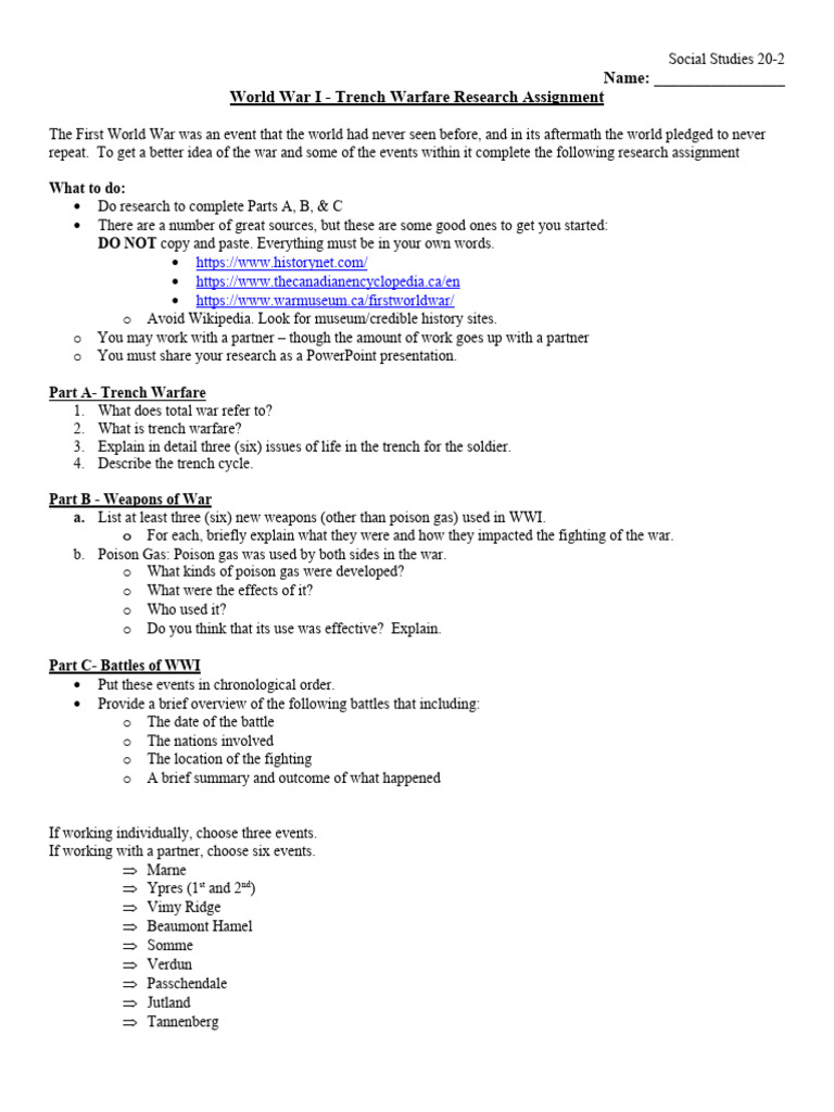 WWI Research Project | PDF | World War I | Communication