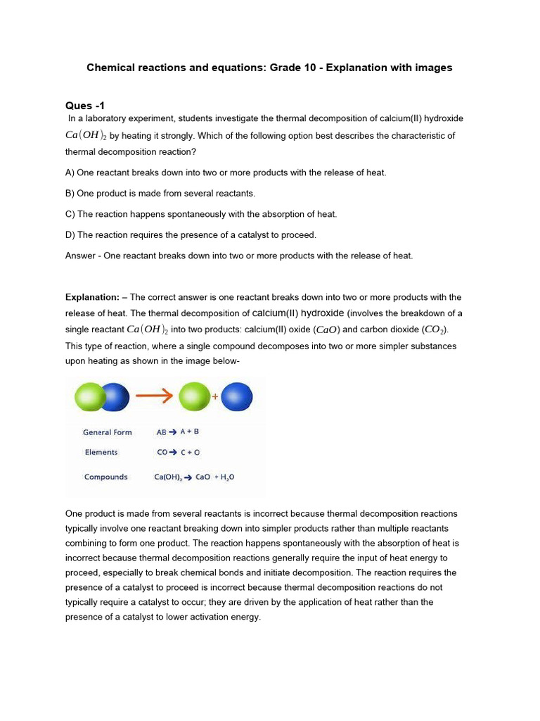 Chemical Reactions and Equations - Exp With Images | PDF | Chemical Reactions | Redox
