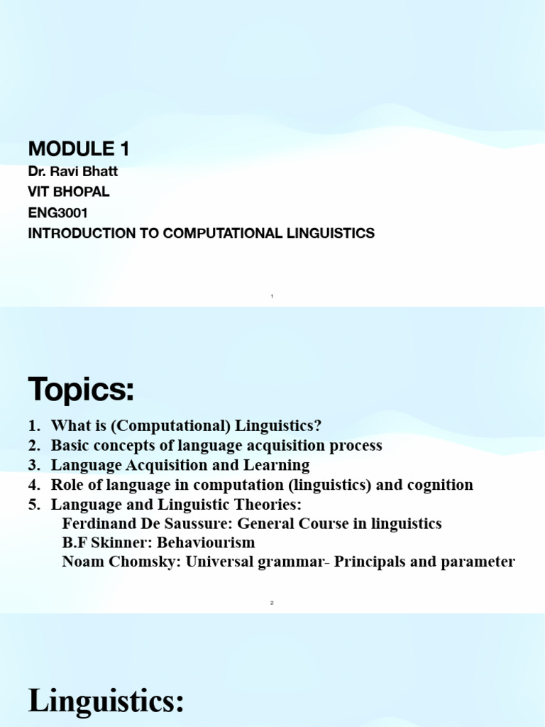 Module 1 | PDF | Linguistics | Behaviorism