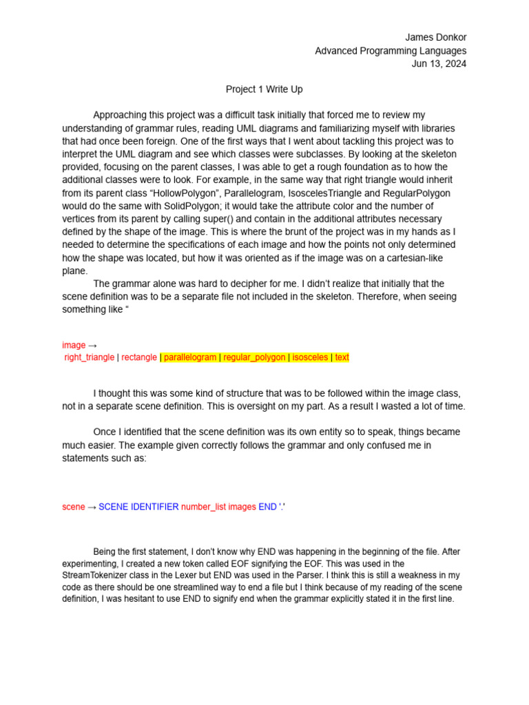 Project1-AdvancedProgrammingLanguages, James Donkor (2) | Download Free PDF | Software ...