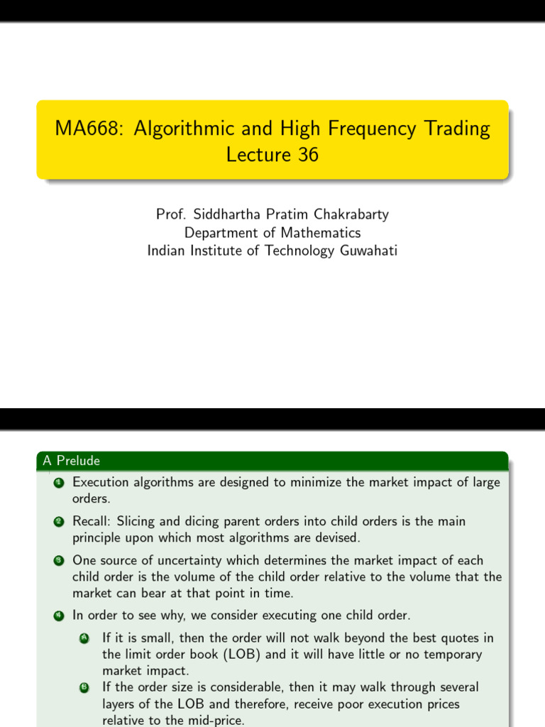 MA 668 2024 Lecture 36 | PDF | Algorithmic Trading | Applied Mathematics