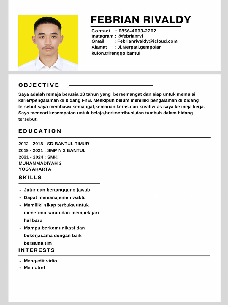 Putih Minimalis Profesional CV Tim Sosial Media Resume 2 | PDF