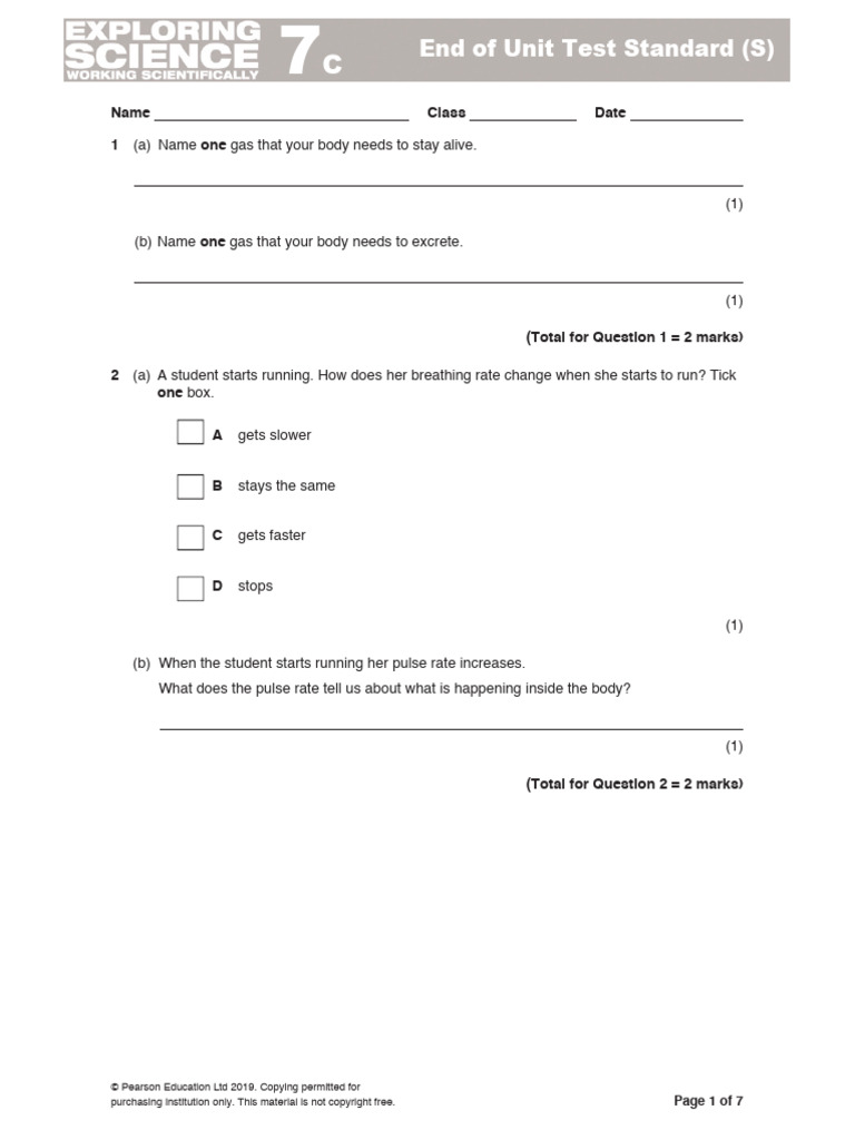 7C End of Topic Test - STANDAR | PDF | Blood | Red Blood Cell